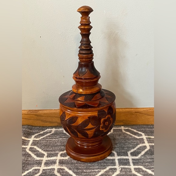 Accents | Vintage Wood Carved Decanter | Poshmark